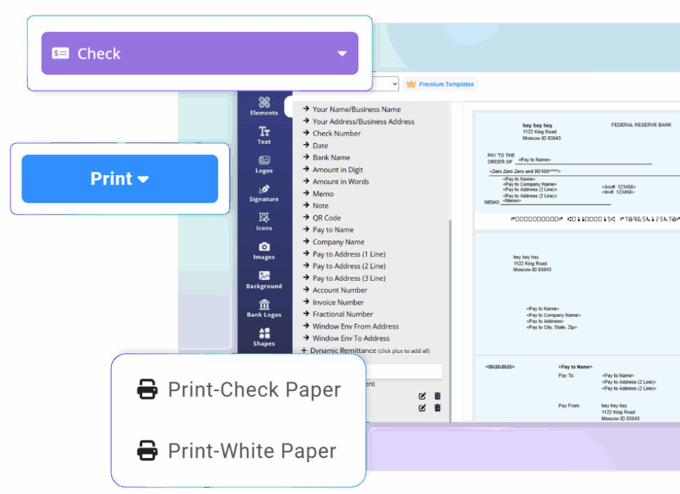 Print Checks Online Now. Business/Personal. From $5/Mo
