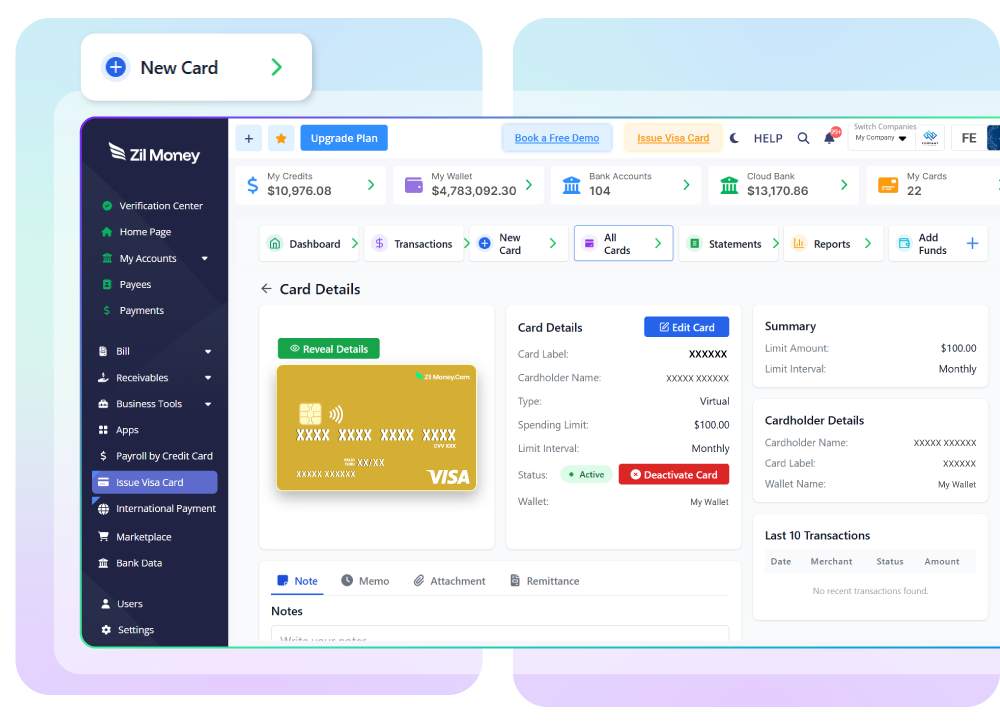 Virtual Card Create Multiple Cards, Set Limits Send Via Email